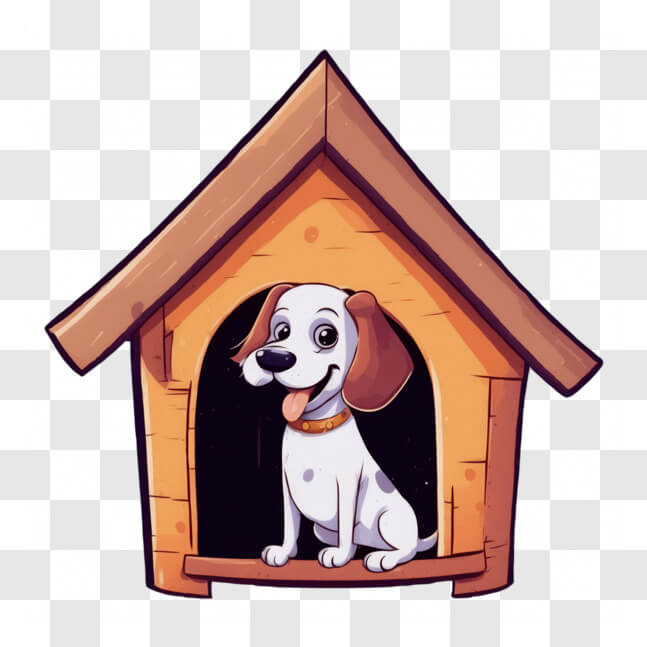 Download Happy Cartoon Dog in Doghouse Cartoons Online - Creative Fabrica