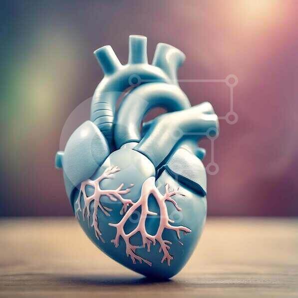 Blue Human Heart Model for Medical Education and Awareness stock photo ...