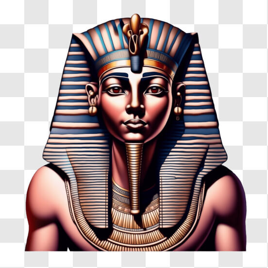 Download Egyptian Pharaoh's Head with Brightly Colored Stripes on Black ...