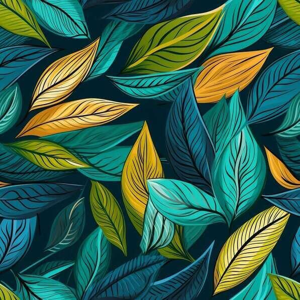 Download Colorful Leaves Seamless Pattern on Dark Background Patterns ...