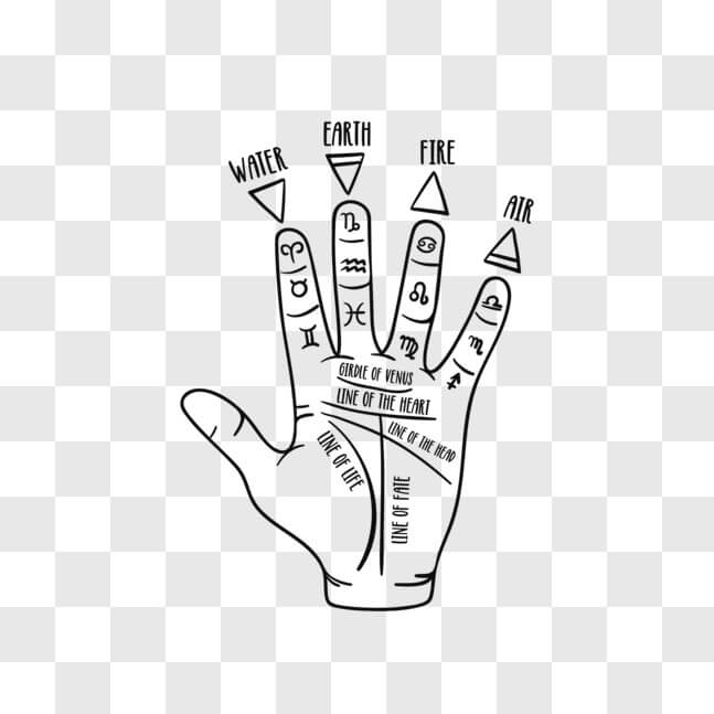 Télécharger Main avec Symboles de Divination et de Bien-être PNGs En ...