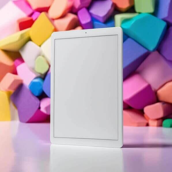 Download White Tablet Computer with Colorful Cubes Mockups Online ...