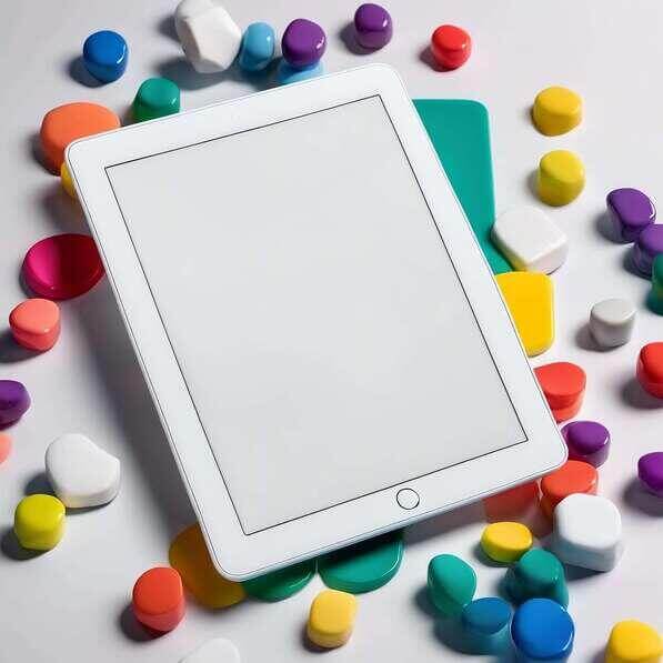 Download White Tablet Computer and Colorful Candies Mockups Online ...