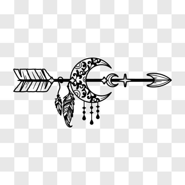 Download Native American Inspired Arrow Drawing with Feathers and ...