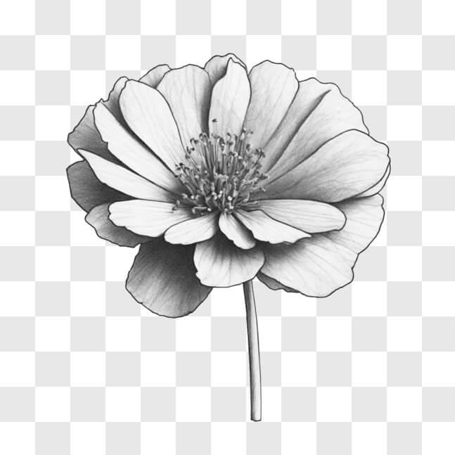 Download Black and White Drawing of a Single Flower Sketches Online ...