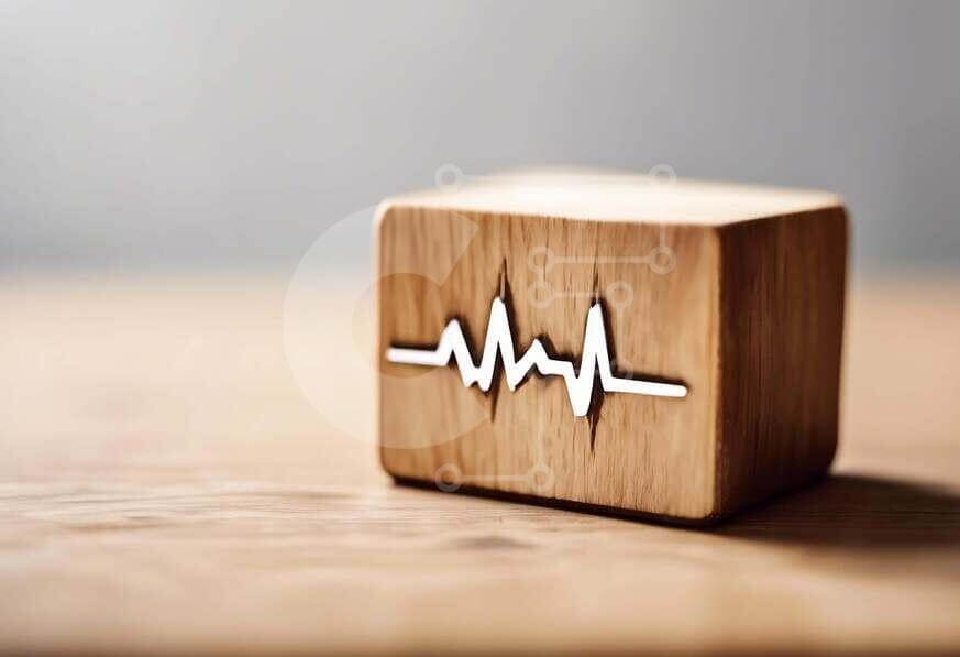 Wooden ECG Cube for Medical Applications stock photo | Creative Fabrica