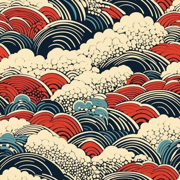 Download Seamless Ocean Wave Pattern in Red, Blue, and White Patterns ...