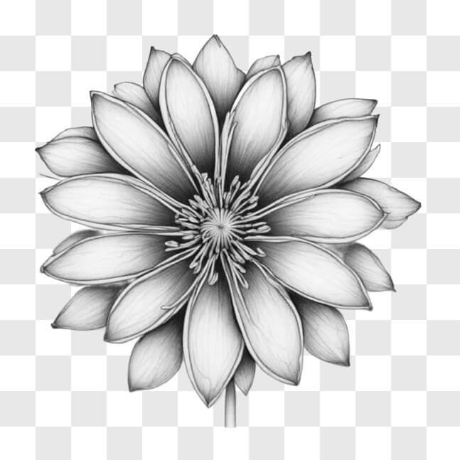 Download Black and White Drawing of an Upside-Down Peony Flower ...