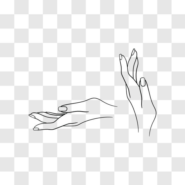 Download Line Drawing of Reaching Hands PNGs Online - Creative Fabrica