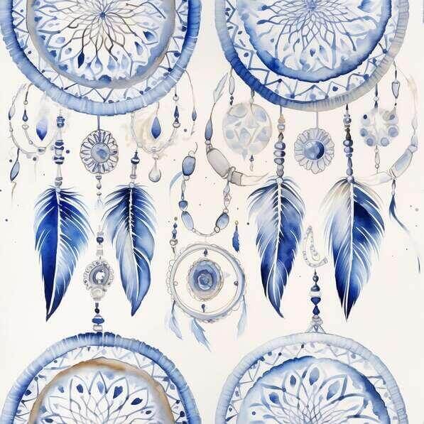 Download Blue and White Dream Catchers Painting Patterns Online ...