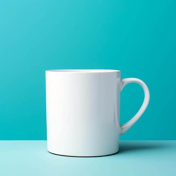 Download Blank White Coffee Mug on Aqua Blue Background Mockups Online ...