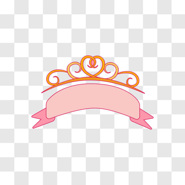 Download Pink Crown with Hearts and Ribbons PNGs Online - Creative Fabrica
