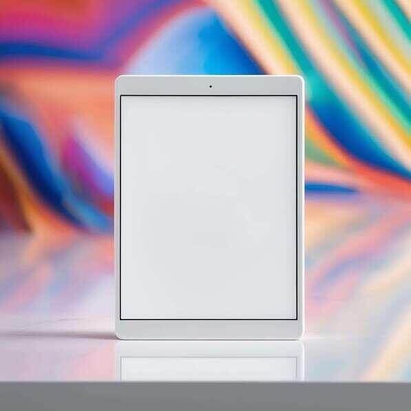Download Blank Tablet Computer on Colorful Abstract Background Mockups ...