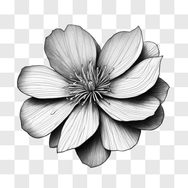 Download Black and White Drawing of a Flower with Spread Petals ...