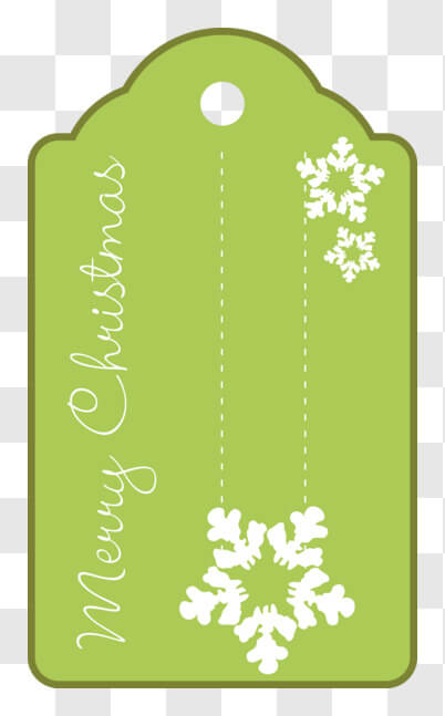 Download Green Merry Christmas Gift Tag with Snowflakes PNGs Online ...