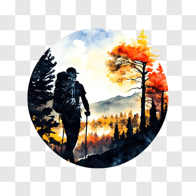 Download Man Hiking in Autumn Forest PNGs Online - Creative Fabrica