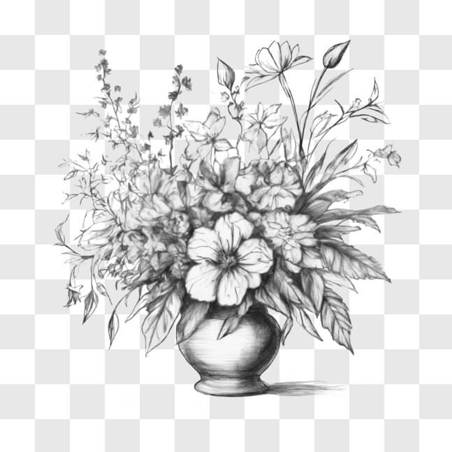 Download Black and White Flower Arrangement Drawing Sketches Online ...