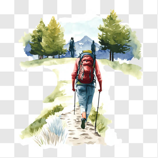 Download Hiking in the Mountains with Scenic Landscape PNG Online ...