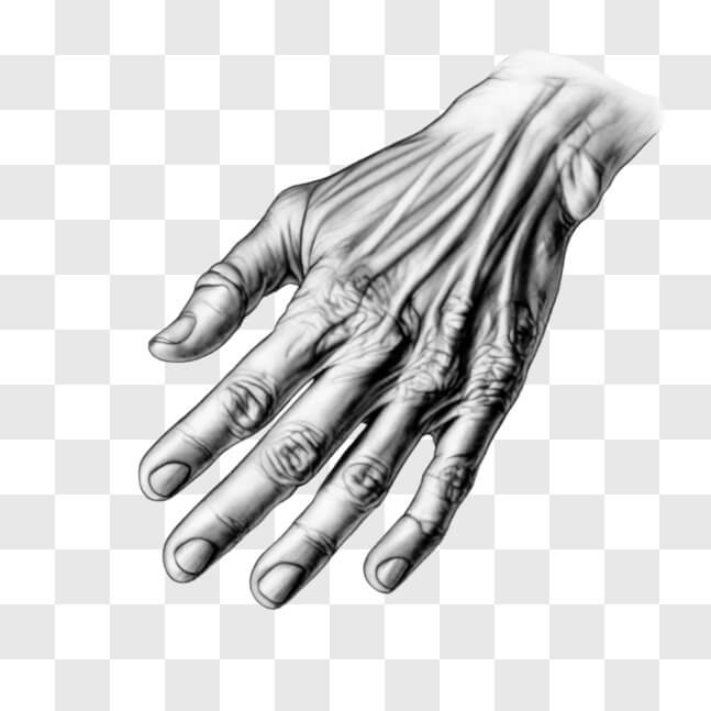 Download Black and White Medical Drawing of Human Hand Anatomy Sketches ...