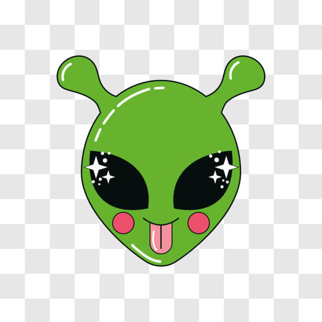 Download Green Alien Face with Tongue Out and Eyes Wide Open PNGs ...