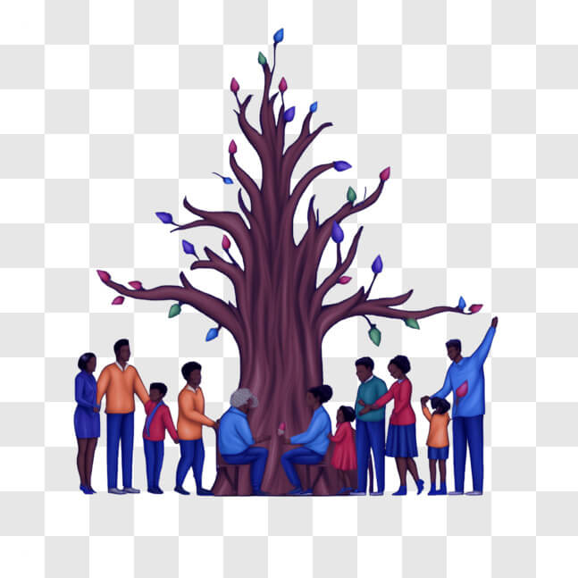 Download Festive Gathering Around an Abstract Tree PNGs Online ...