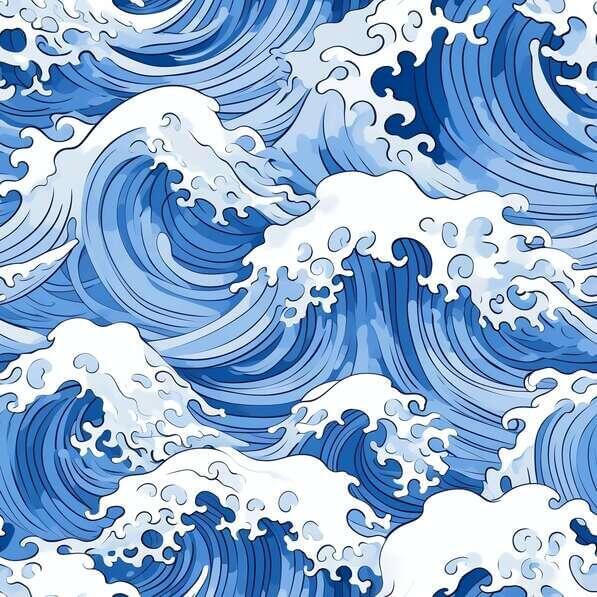 Download Japanese Style Blue and White Wave Pattern Patterns Online ...