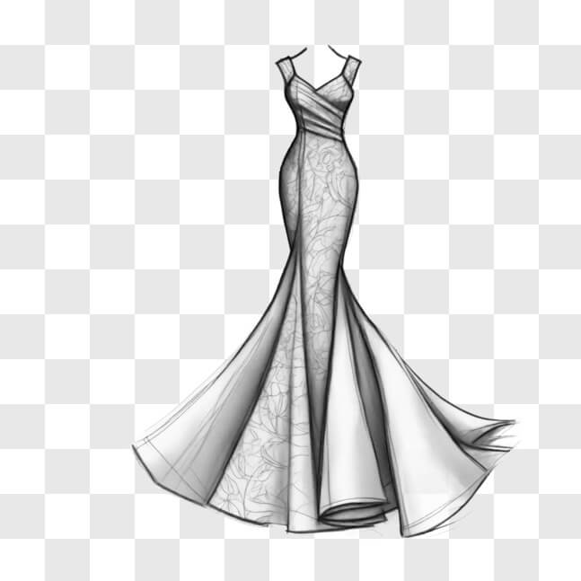 Download Elegant Long-Sleeved Evening Gown Sketch Sketches Online ...