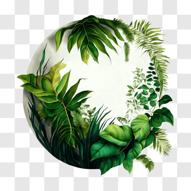 Download White Circle Surrounded by Green Leaves and Plants PNGs Online ...
