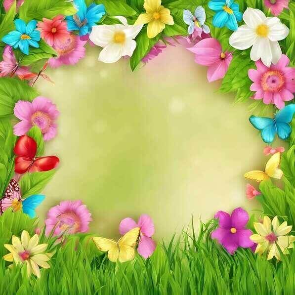 Download Colorful Spring Background with Flowers and Butterflies ...