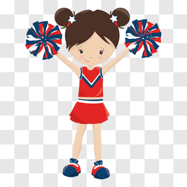 Download Cheerleader in Red, White, and Blue Attire with Pom-Poms PNGs ...