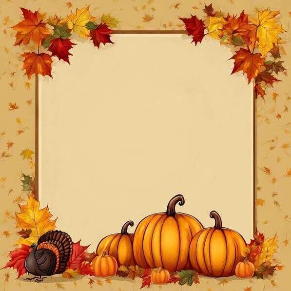 Download Autumn-themed Thanksgiving Frame with Pumpkins, Leaves, and ...