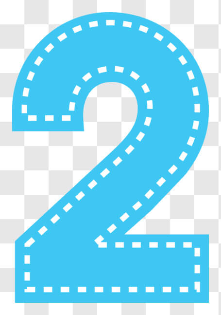 Download Bright Blue Number 2 with Dotted Outline PNGs Online ...