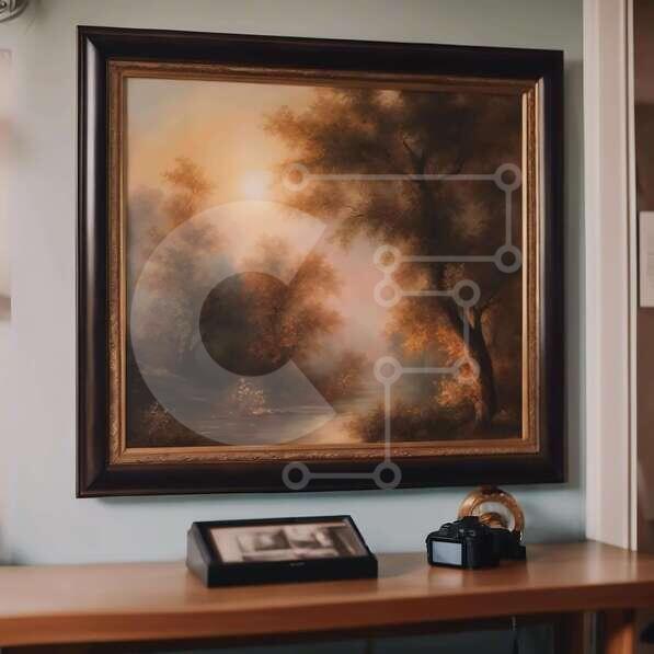 Framed Painting in Interior Room stock photo | Creative Fabrica