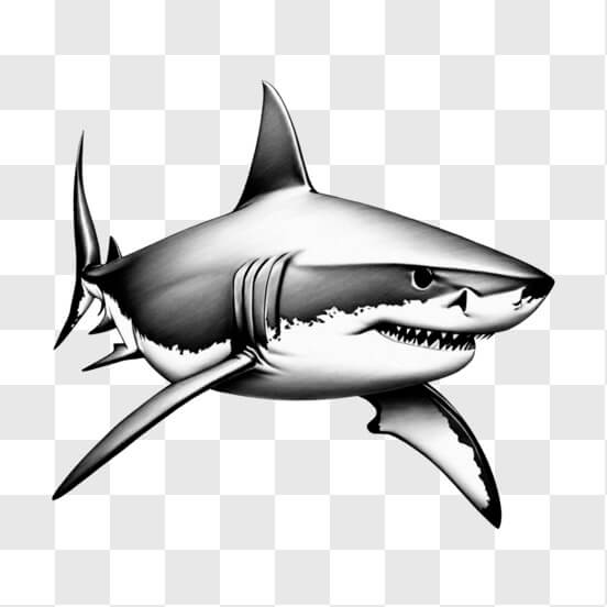 Download Black and White Flying Shark Illustration Sketches Online ...