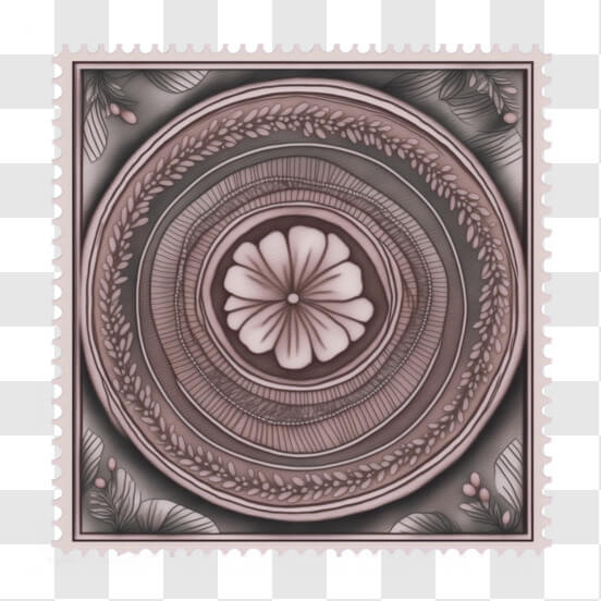 Download Vintage postage stamp with two leaves in oval frame PNGs ...