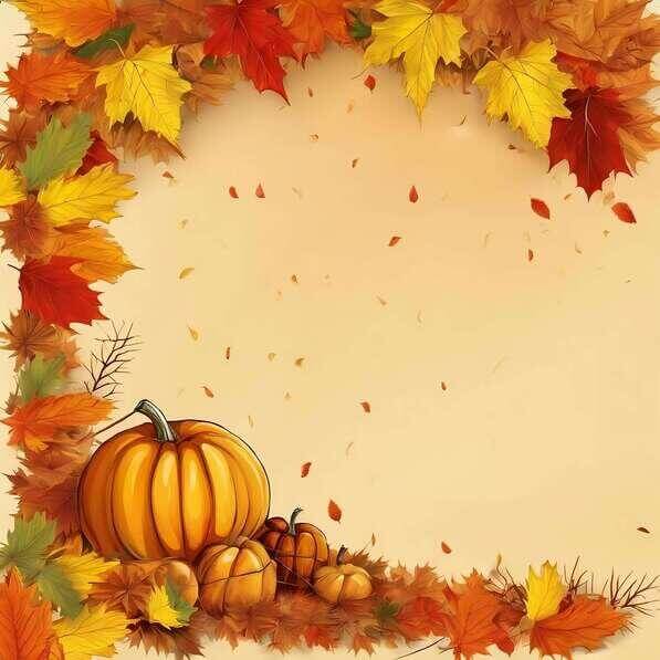 Download Autumn-themed Frame with Pumpkins and Leaves Backgrounds ...