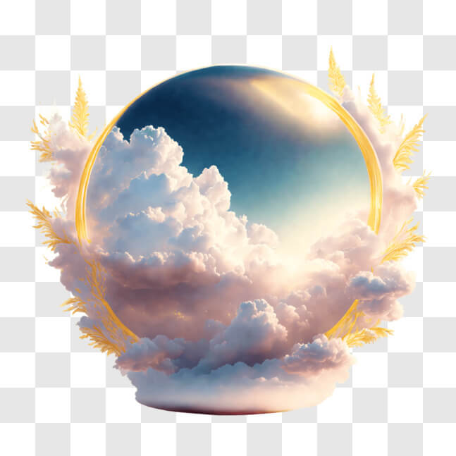 Download Circular Cloud Frame with Gold Decorations and Foliage PNGs ...