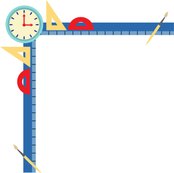 Download Blue and White Frame with Clocks, Pencils, Rulers, and ...