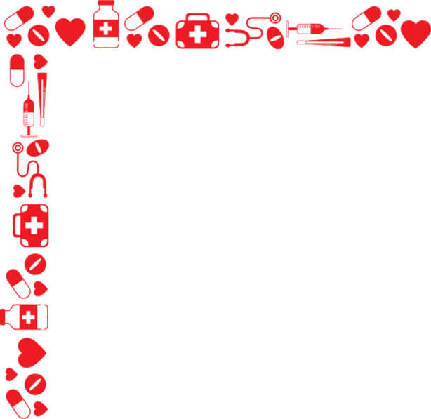 Download Medical Border with Heart-Shaped Icons and Medicine Bottles ...