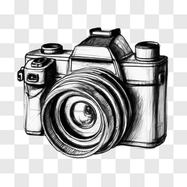 Download Black and White Camera Sketch on White Background Sketches ...