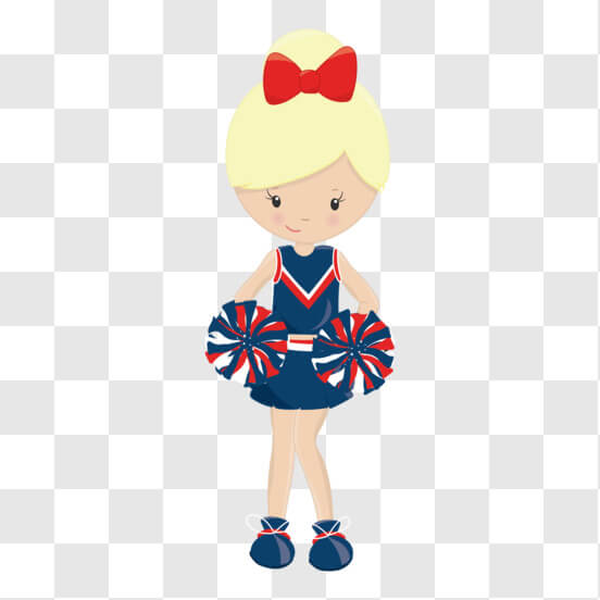 Download Cheerleader in Blue Outfit with Pom-Poms PNGs Online ...