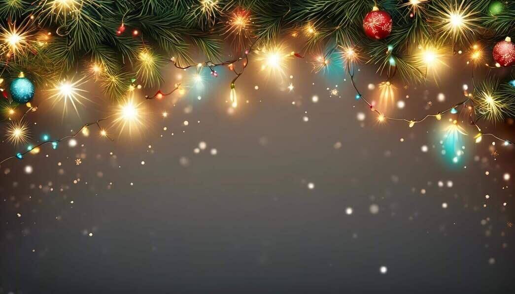 Download Colorful Christmas Lights and Fir Branches Background ...