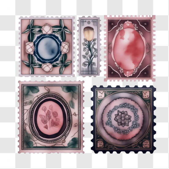 Download Collection of Decorative Postage Stamps with Flowers ...