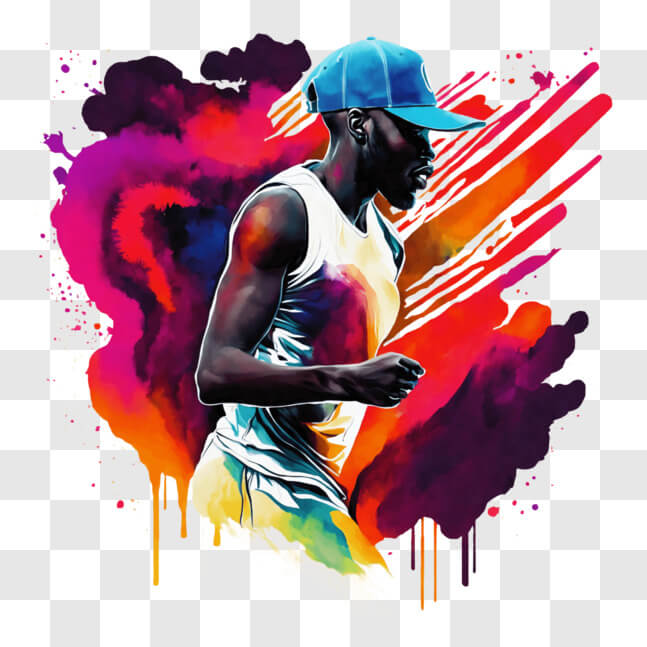 Download Man running with colorful paint splashes in the background ...