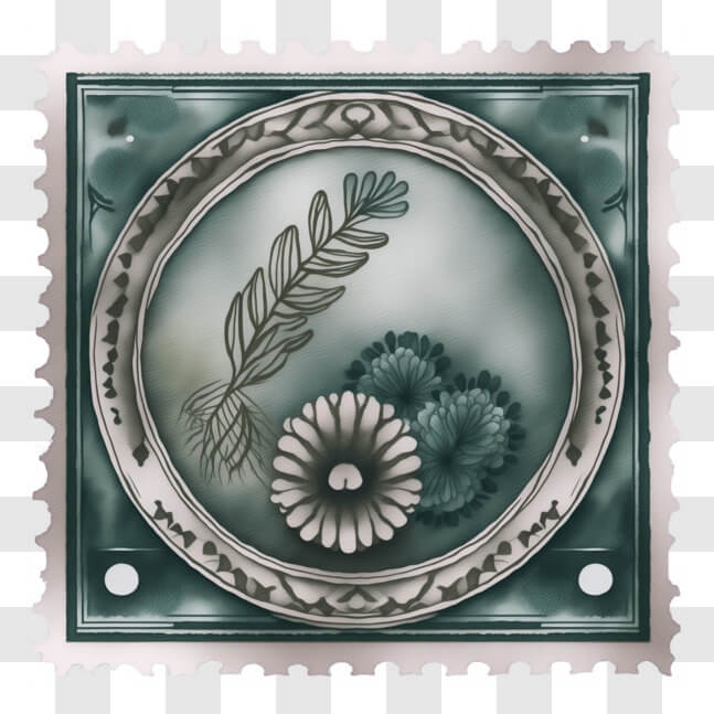 Download Flower and Leaf Postage Stamp PNGs Online - Creative Fabrica