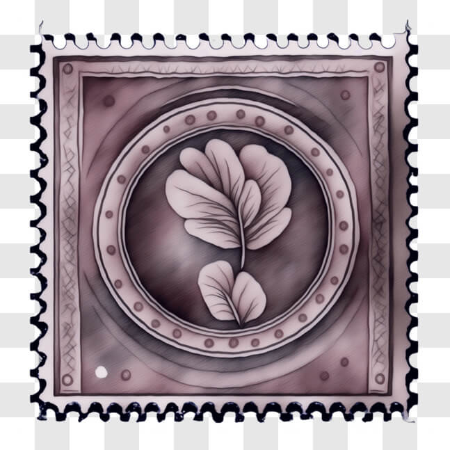 Download Vintage postage stamp with two leaves in oval frame PNGs ...