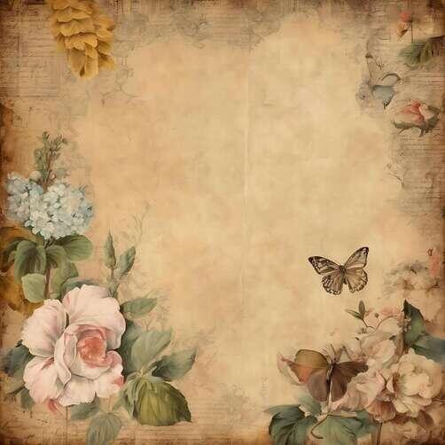Download Vintage Paper Background with Floral Frame Backgrounds Online ...