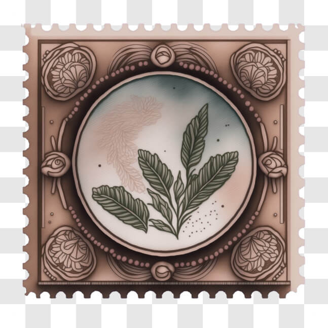 Download Vintage Botanical Postage Stamp with Ornamental Frame and ...