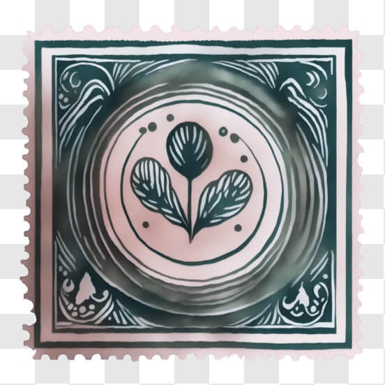 Download Nature-Inspired Ornate Postage Stamp with Leaves PNGs Online ...