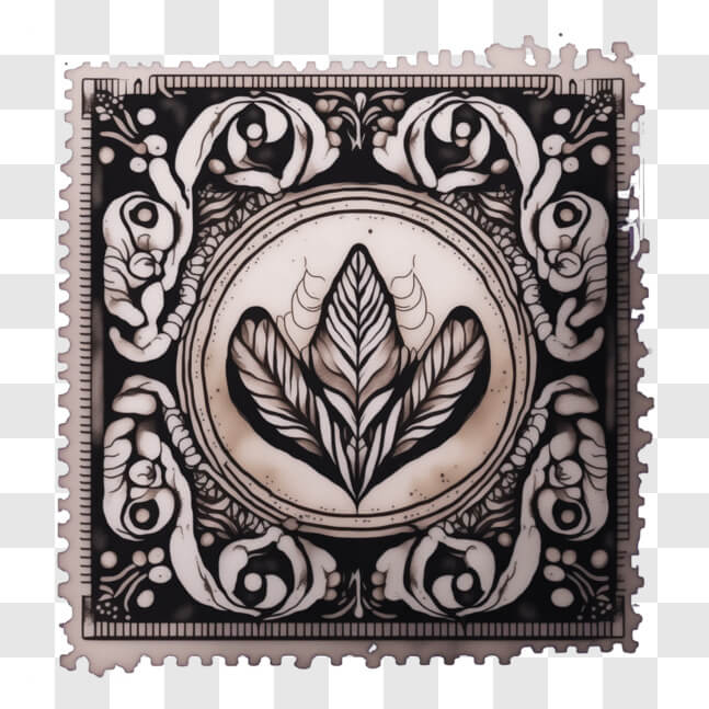 Download Vintage Black and White Postage Stamp with Ornate Design PNGs ...